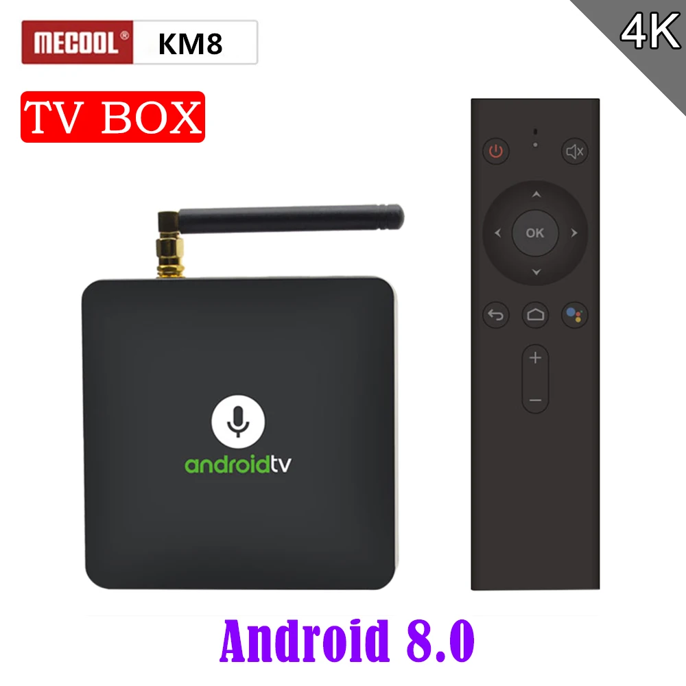 MECOOL KM8 Android TV Box Android 8.0 Voice Remote Control Amlogic S905X 2G 16GB VP9 HDR10 Dolby ...