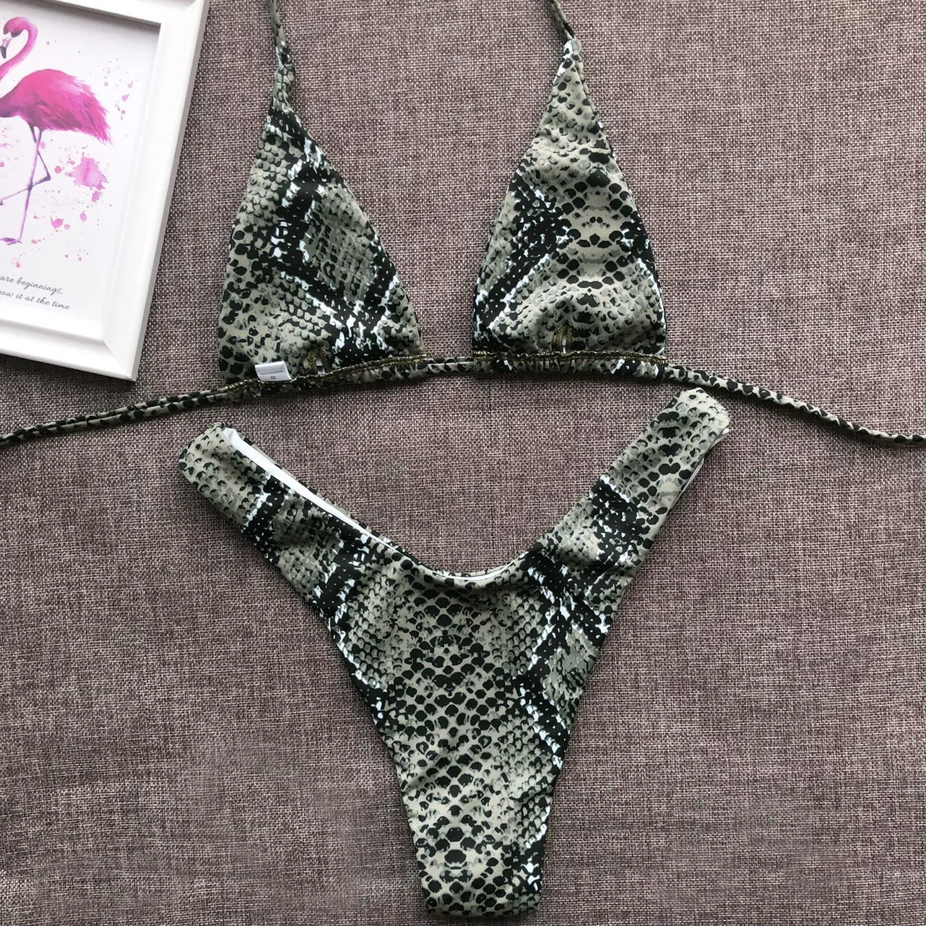 Snake Print Micro Bikini Two-piece Swimsuits For Woman Bathing Suits ...