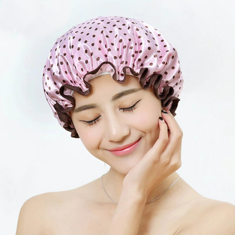 Thick 1Pcs Waterproof Bath Hat Double Layer Shower Hair Cover Women ...