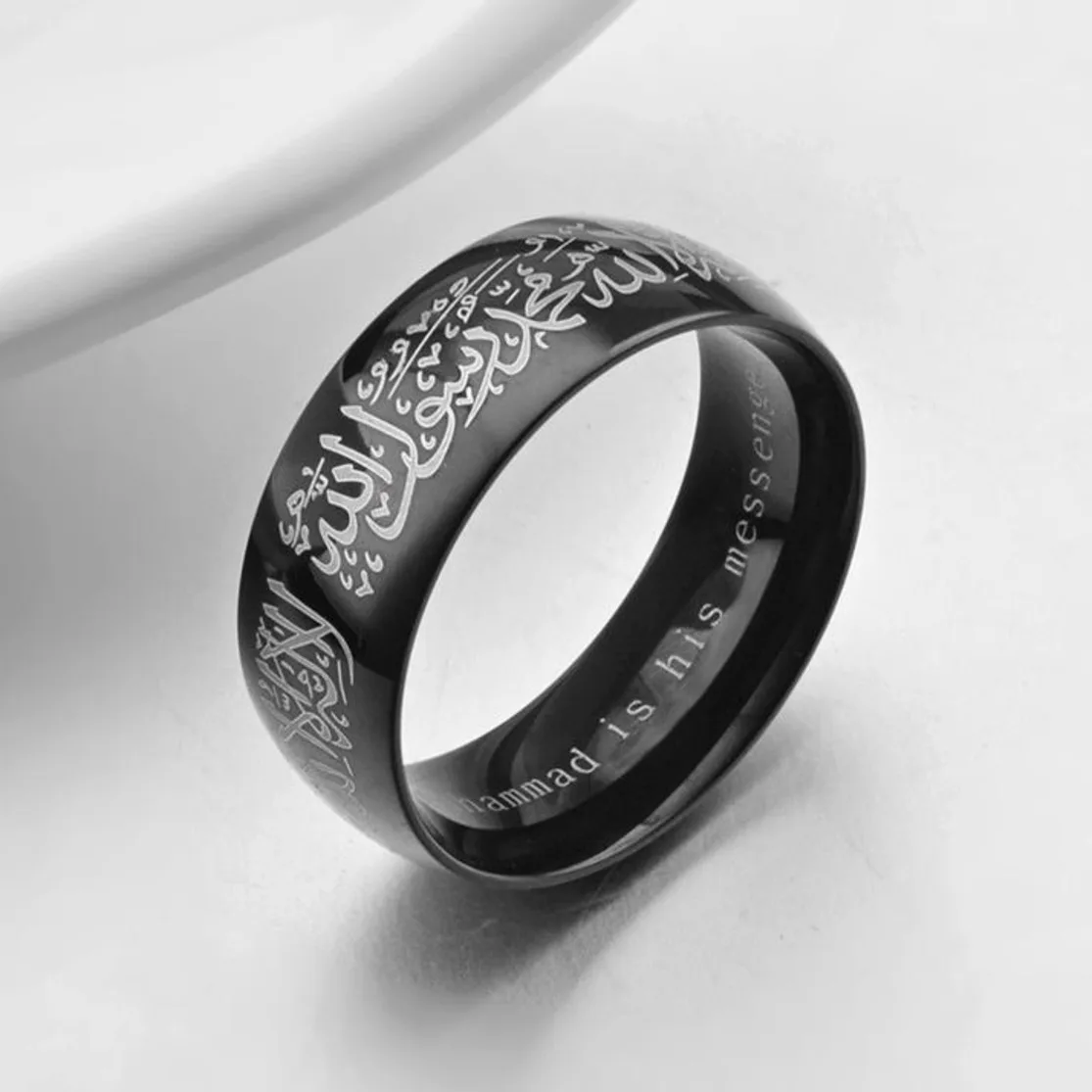 Men Muslim Islam Ring Religious Letter Signet Rings Stainless Steel ...