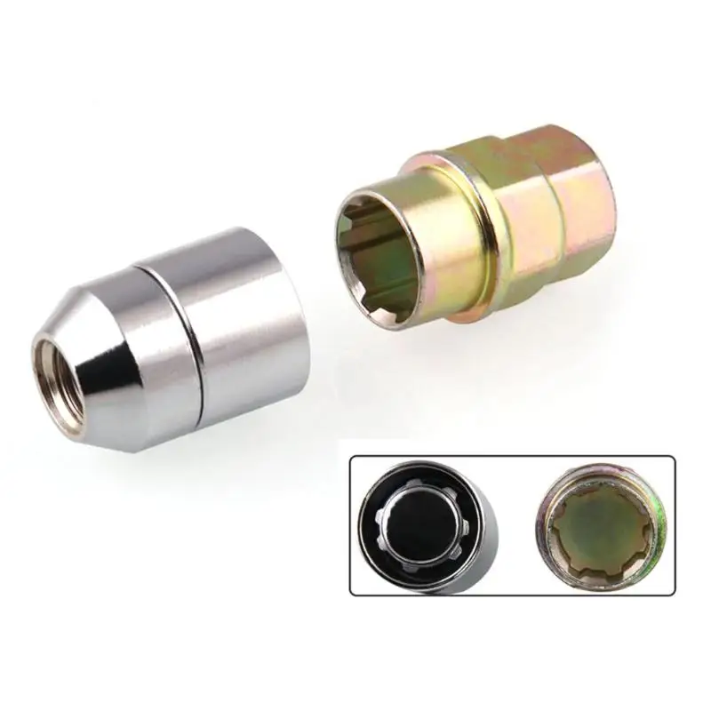 Universal M12x1.5 Wheel Lock Lug Nuts 4 Anti Theft Locking Nuts+1 Key ...