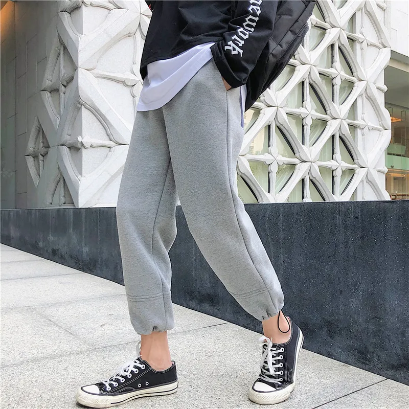 Spring New Sweatpants Men Fashion Solid Color Casual Stretch Waist ...
