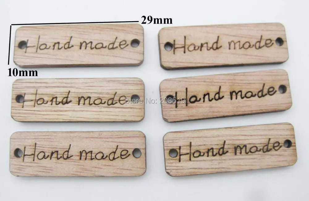 WBNLWO Rectangle rustic wood buttons Hand Made 100 pieces sewing lables ...