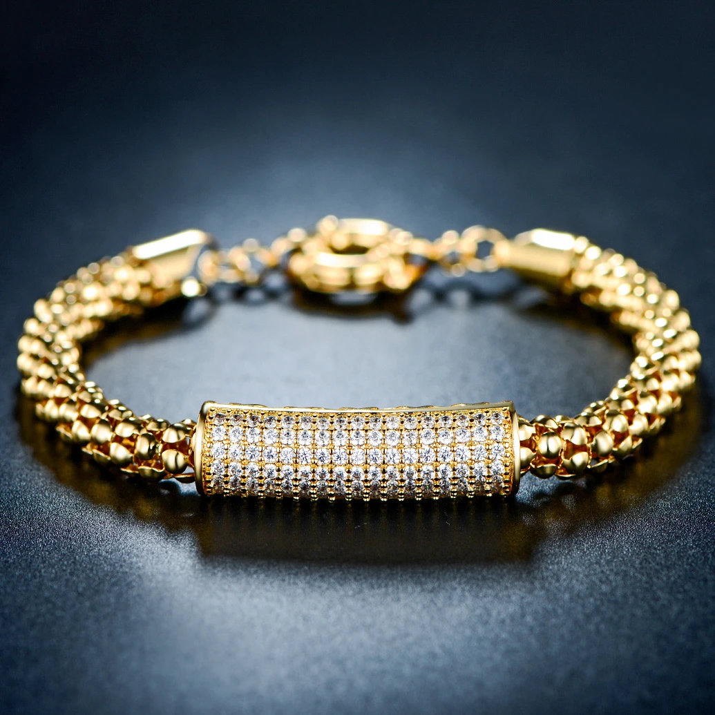 Color oro chapado en oro de color Cz palomitas de maíz Bar pulsera ...