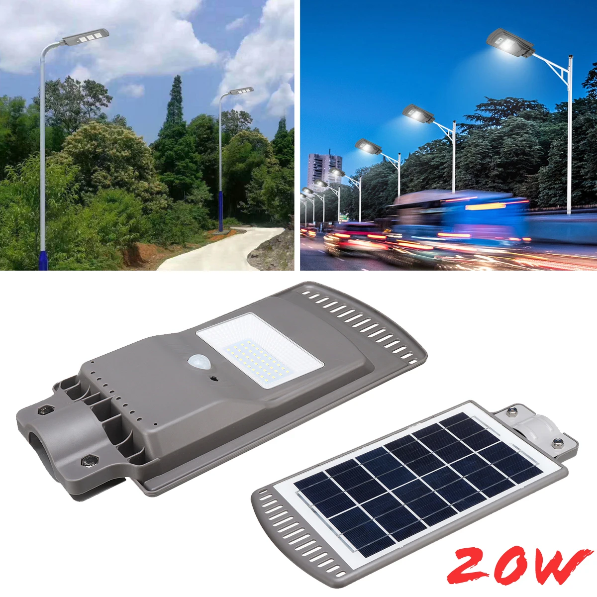 Waterproof IP67 20W Solar Panel LED Solar Street Light All in 1 ...