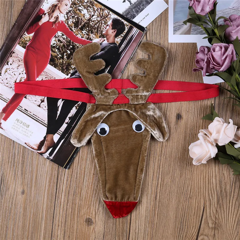 TiaoBug Men Reindeer Pattern Penis Bulge Pouch Sheath Underwear Sexy ...