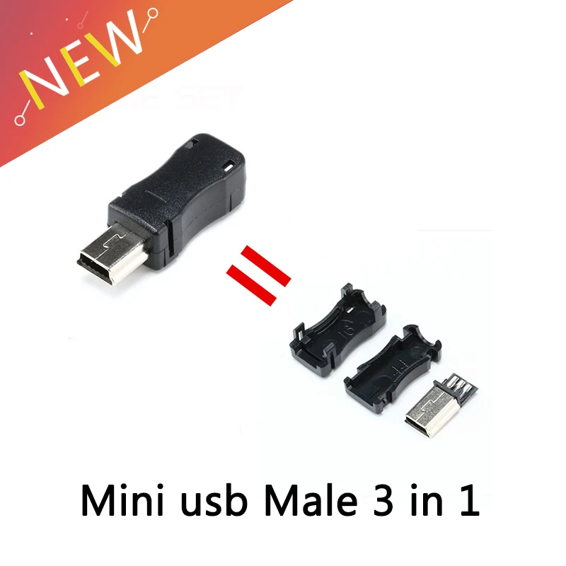 10Sets Mini USB Male Connector (3 IN 1 )Male Mini USB Jack 2.0 5PIN ...