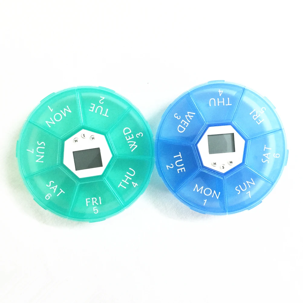 Portable Electronic Digital Pill Box Timer With Alarm Date Display Smart Pill Case Reminder In