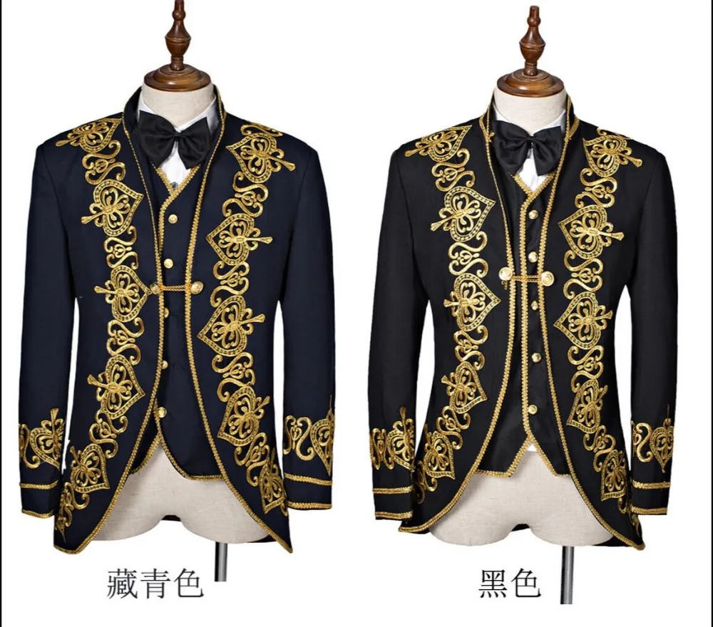 Hot 2021 New Fashion Slim Formal Dress Suit Clothes Embroidered Singer ...
