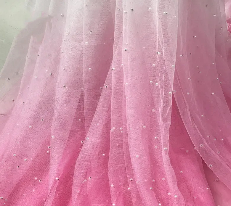 New Gradient Mesh Fabric Beaded Pearl Cloth For Dress Curtains ...