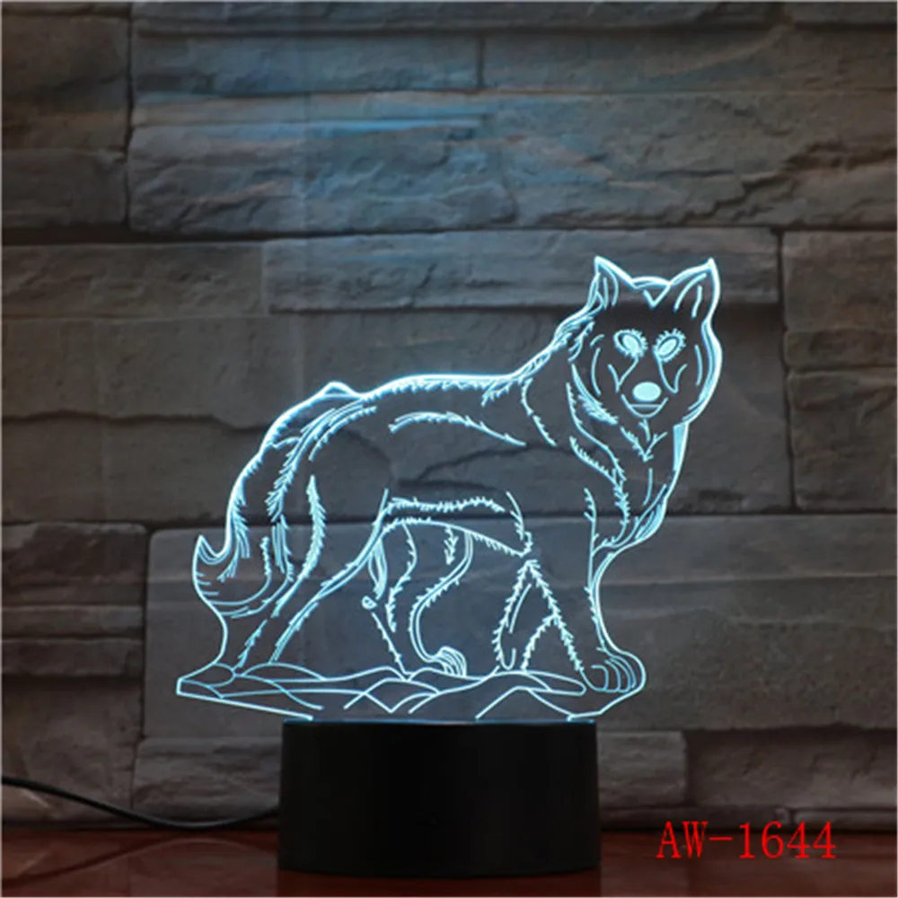 Animal Wolf Decor 3d Led Nightlights Colorful Wolf Design Table Lamp ...
