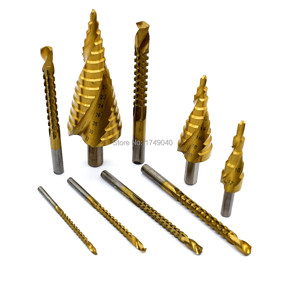 3pc HSS Titanium Core Drill Bits Triangle Shank Metal Drilling Step ...