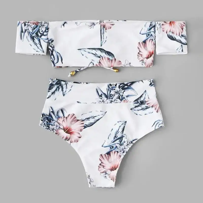 Bikini Summer Women Wrap Chest Bikini Set Split Swimsuit Floral Print ...