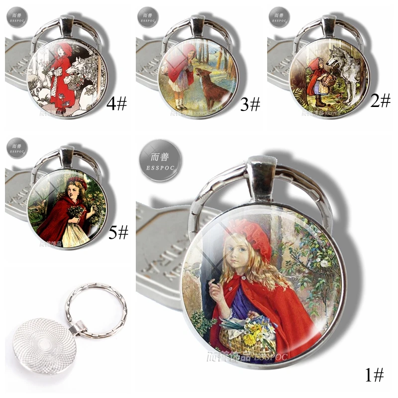 Little-Red-Riding-Hood-Keychain-Vintage-Fairy-Pendant-Wolf-Jewelry-Key ...