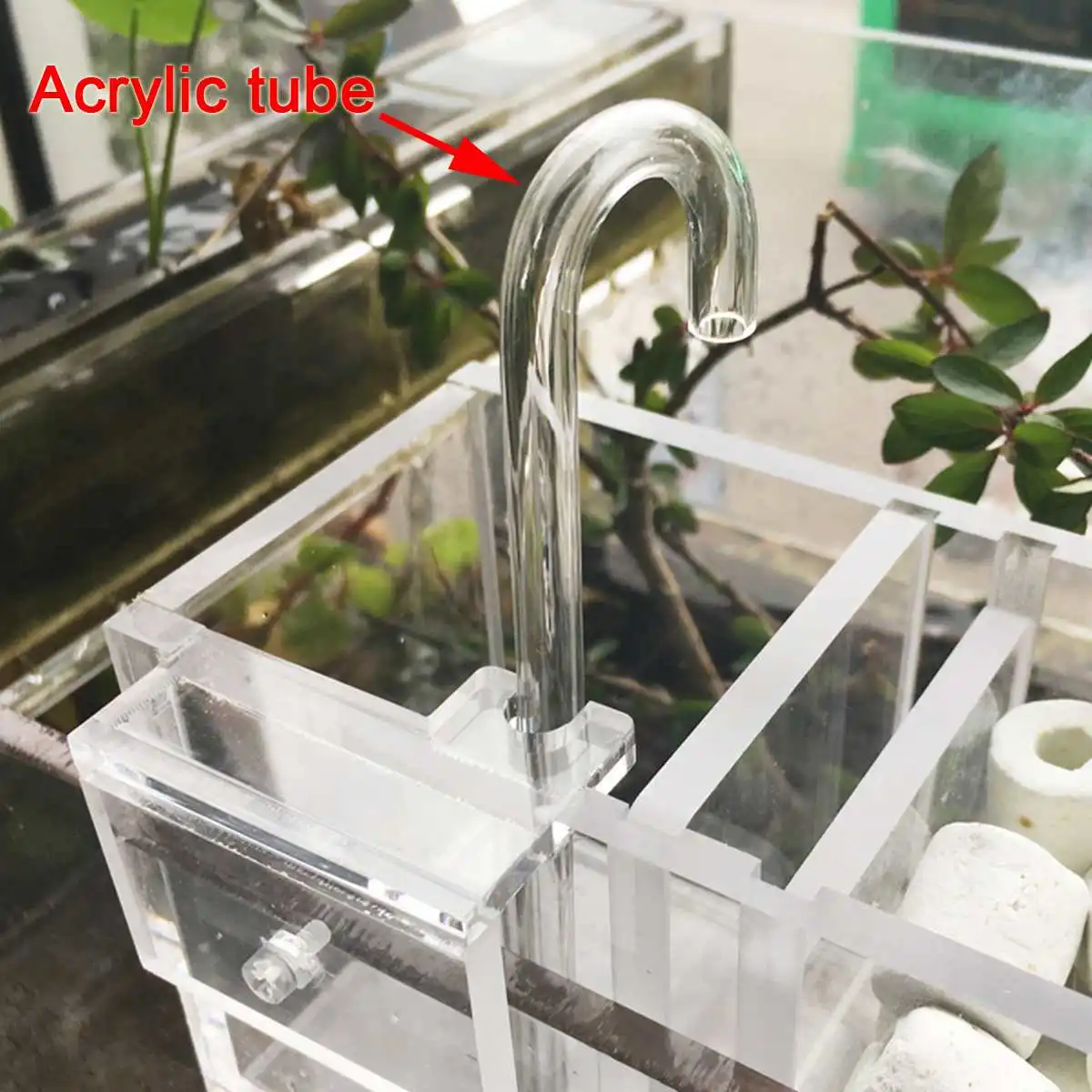 1 Set 7 Grid Acrylic Aquarium Fish Tank Filter Box Water Pump External ...