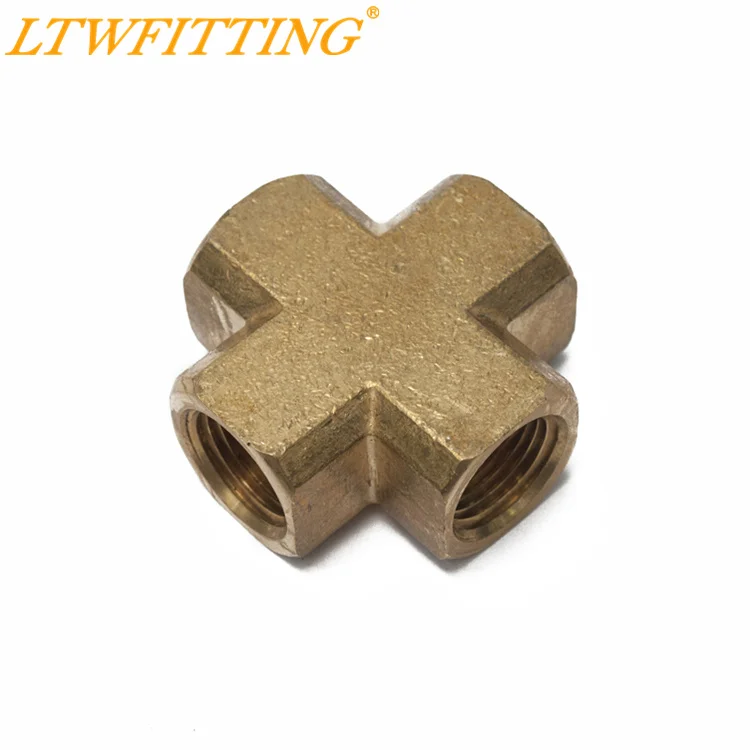 LTWFITTING Brass Pipe Female Cross Fitting 3/8" NPT Fuel Air Water ...