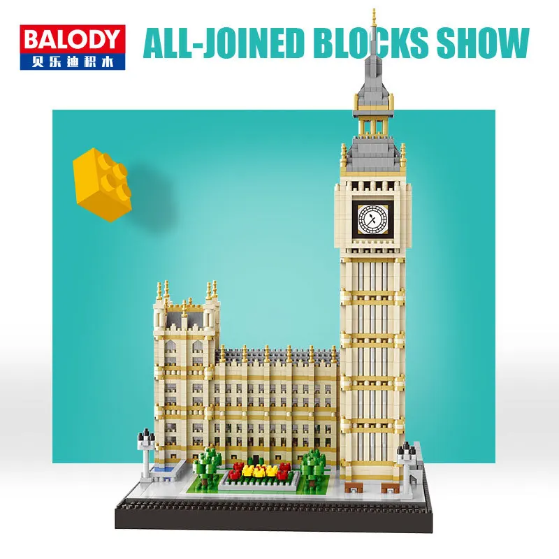Toys & Hobbies Balody Architecture Elizabeth Tower Big Ben DIY Mini Building Nano Blocks Toy ...