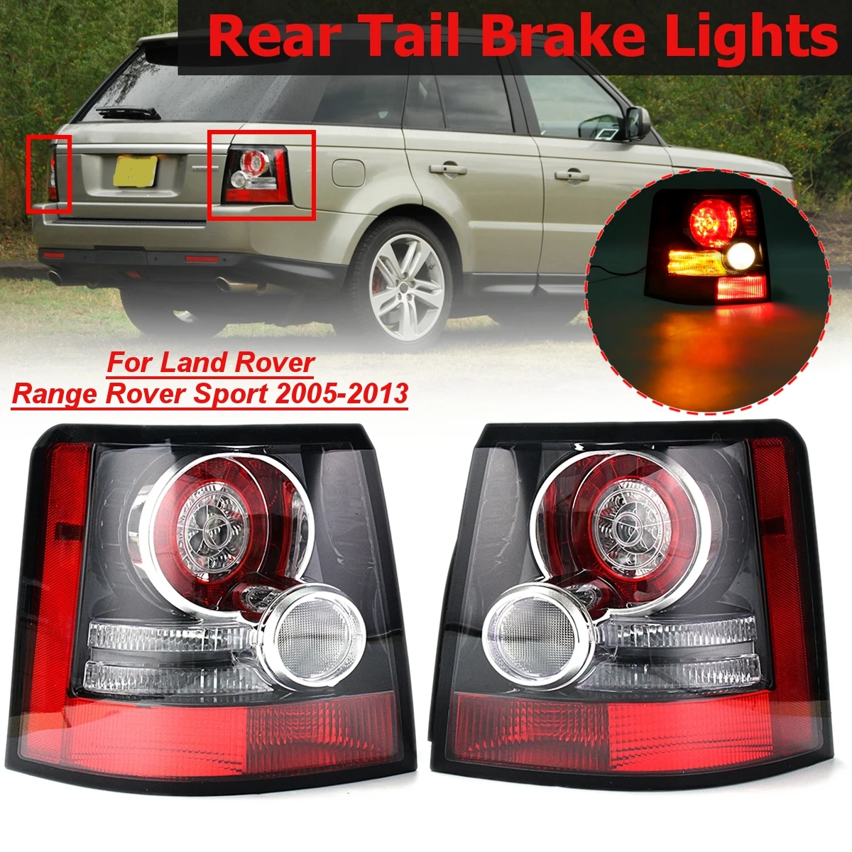 1 Pair Rear Tail Lights Reflector Taillights Brake Stop Light Lamp For ...