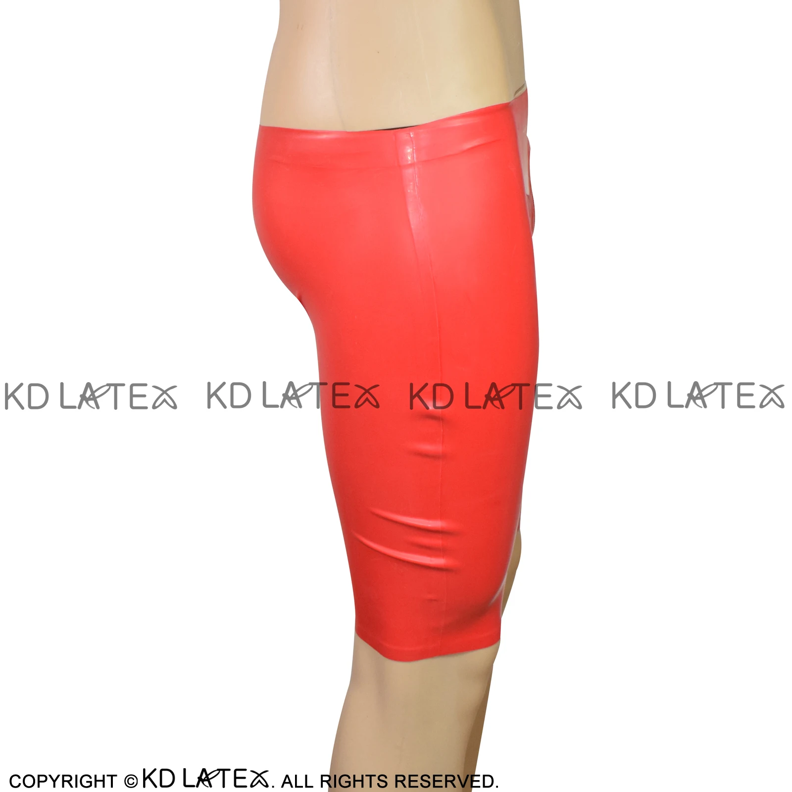 Red Sexy Latex Boxer Shorts With Crotch Zipper Rubber Boy Shorts ...