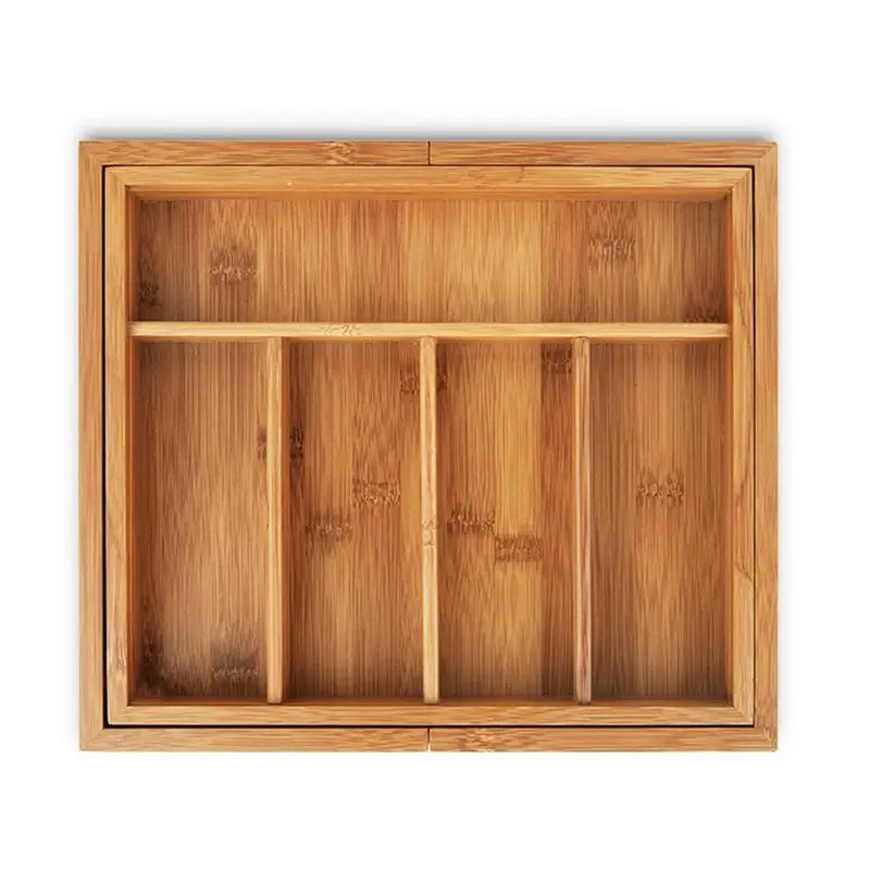 5 Grid Bamboo Expandable 7 Grid Tray Drawer Organizer Cutlery Kitchen ...