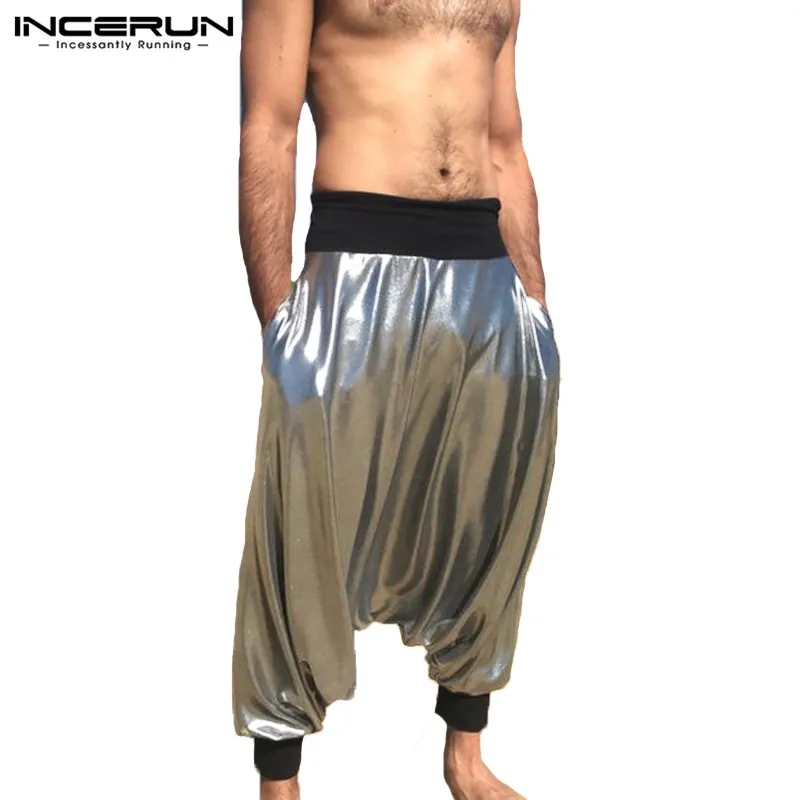 INCERUN Streetwear Men Harem Pants Loose Laser Glitter Elastic Waist ...