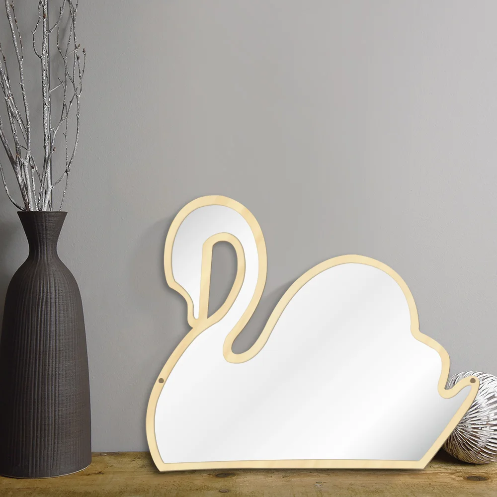 Sleeping-Swan-Wall-Mirror-Wood-And-Acrylic-Make-up-Mirror-Kids-Room ...