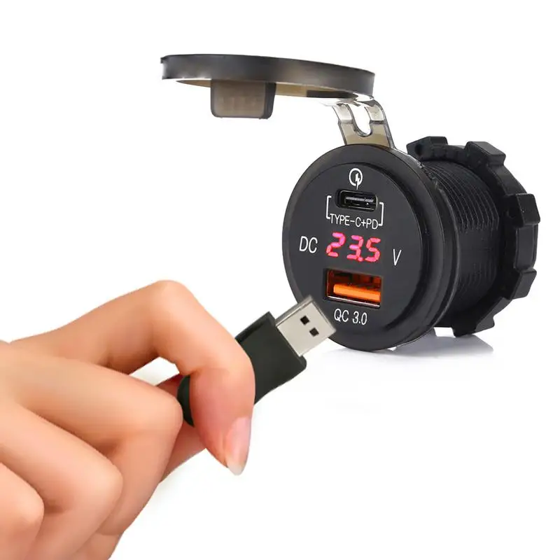 12V 24V Dual Port Car USB USB Type C PD Quick Charger Power Outlet For ... 12V 24V Dual Port Car USB USB Type C PD Quick Charger Power Outlet For ...