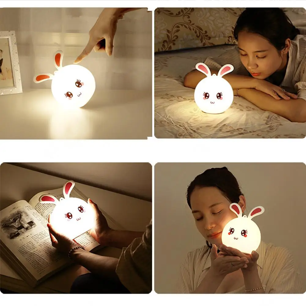 Cute Rabbit LED Night Light For Children Baby Kids Bedside Lamp 7 ...