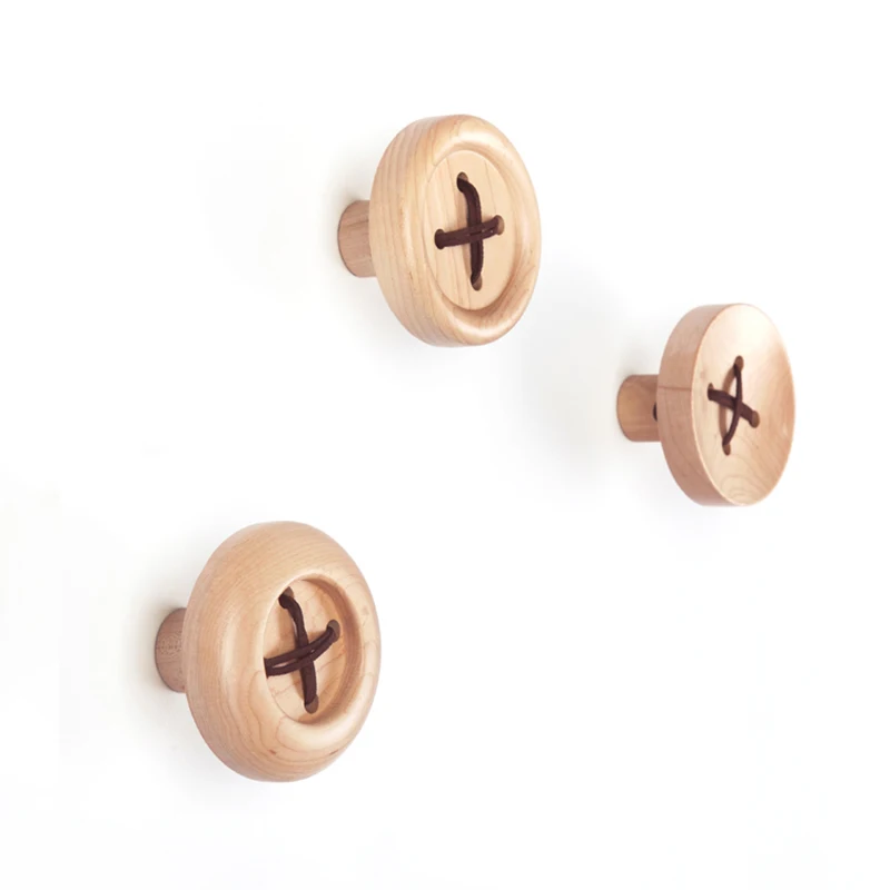 Solid Wood Wall Hook Home Decoration Originality Woodiness Button ...