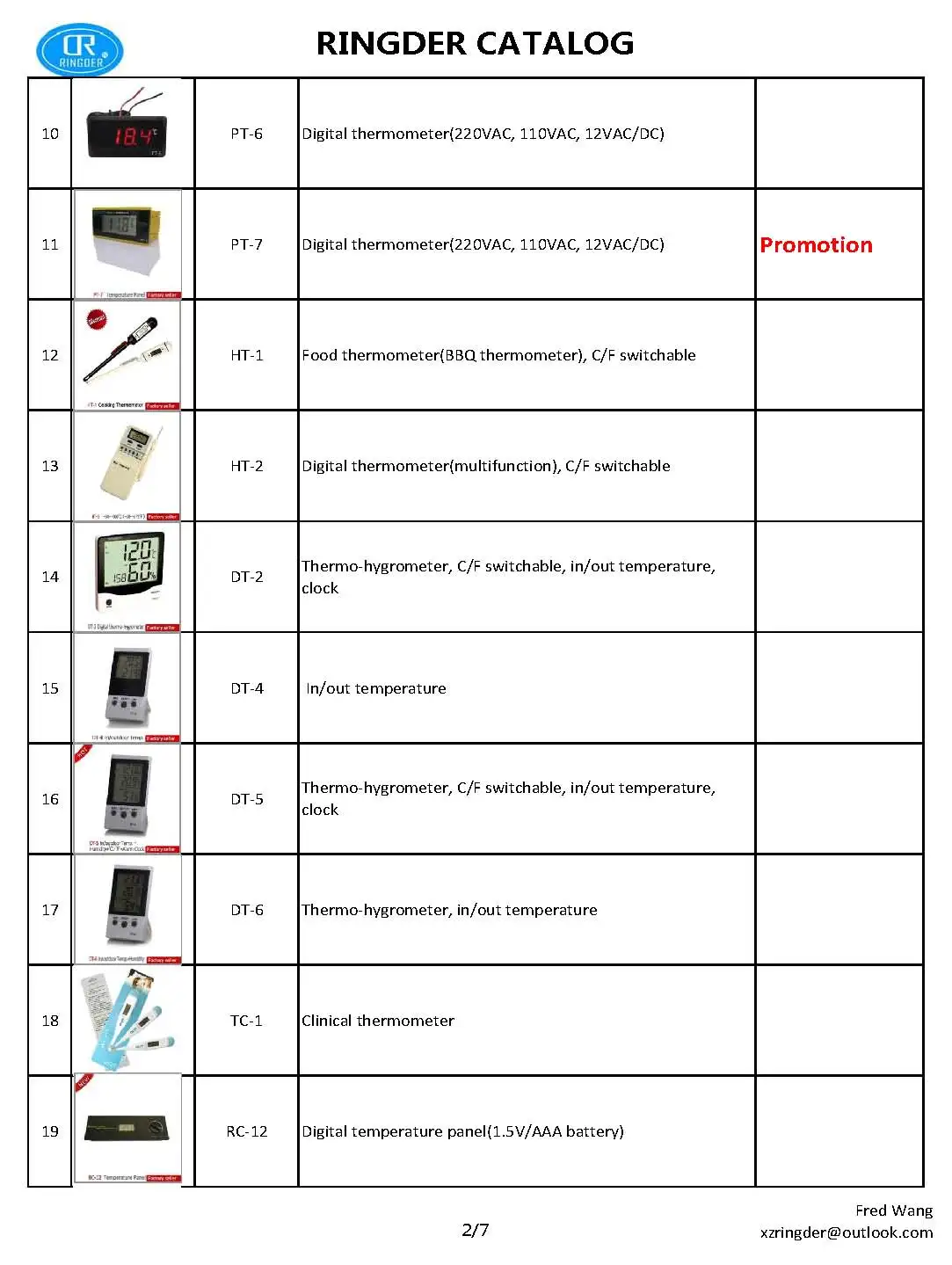 RINGDER PT 6 220VAC 40~110C Universal Digital Thermometer Temperature ...