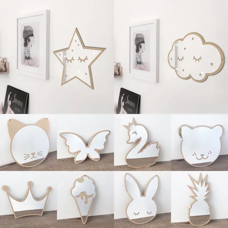 Acrylic Cute Animal Mirror Wall Sticker Art Decal Children Kids Room ...