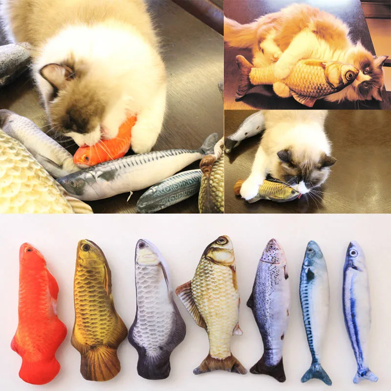 Cat Toys Fish Shape Pet Cat Kitten Teaser Cute Simulation Fish Playing ...