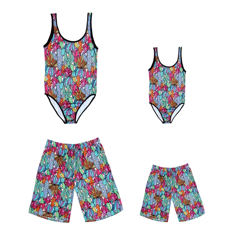 Family-Matching-Swimsuit-Mother-Father-Boys-Girl-Kids-Bikini-Bathing ...