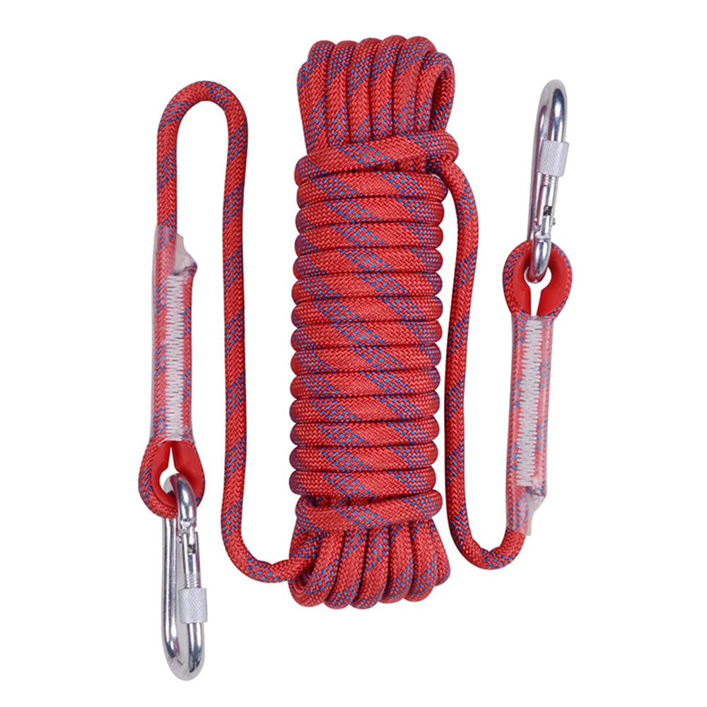 10M 20M 30M 10mm 50 Strands Outdoor Rock Climbing Rope With Carabiner
