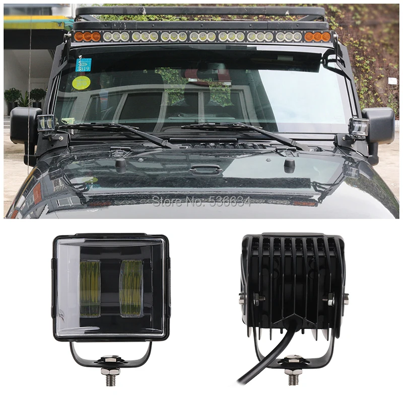 1PC/2PCS 20W 12V 2000LM Square Universal LED Spotlight for SUV, ATV ...