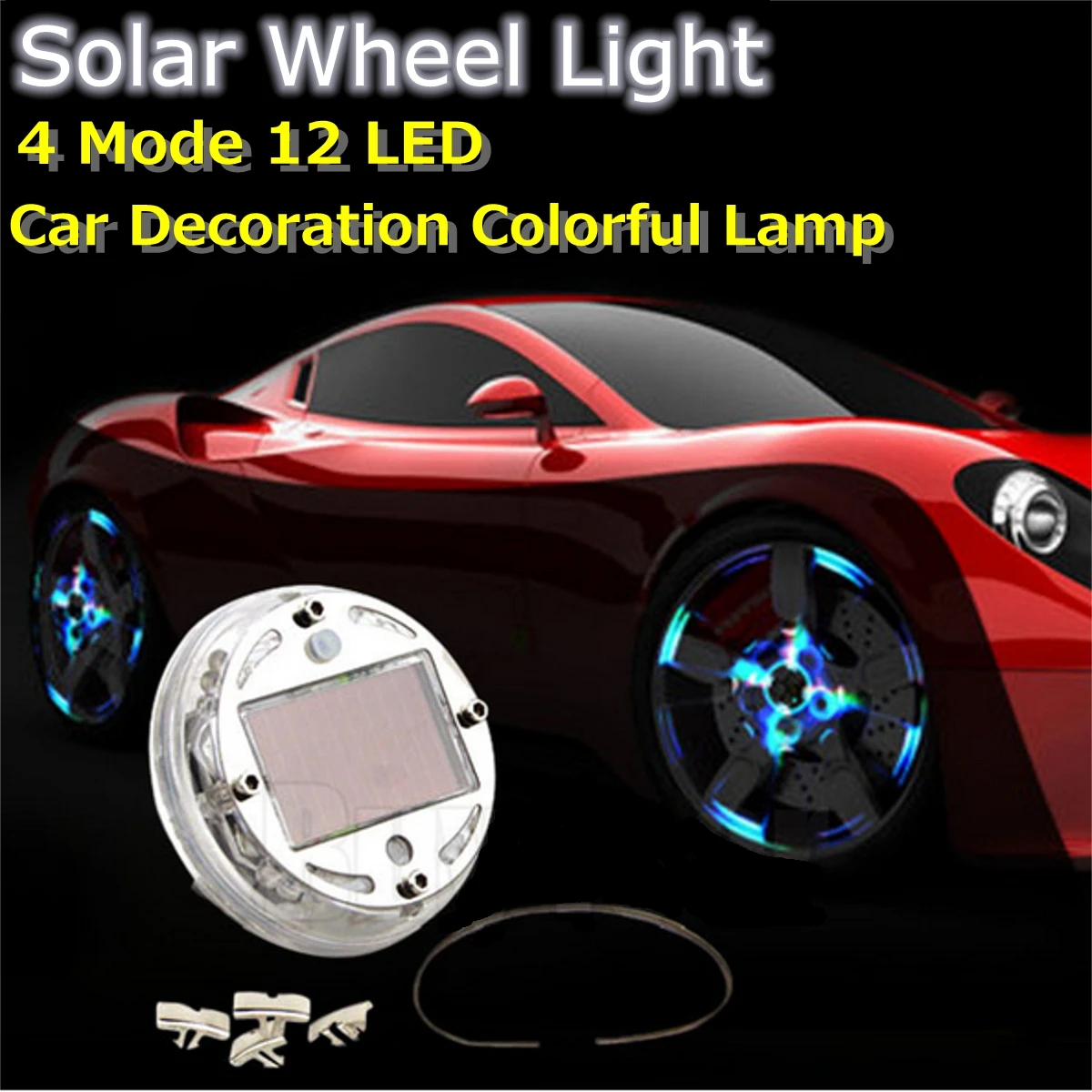 4 Modes 12 LED Car Auto Solar Energy Flash Wheel Tire Rim Light Lamp ...