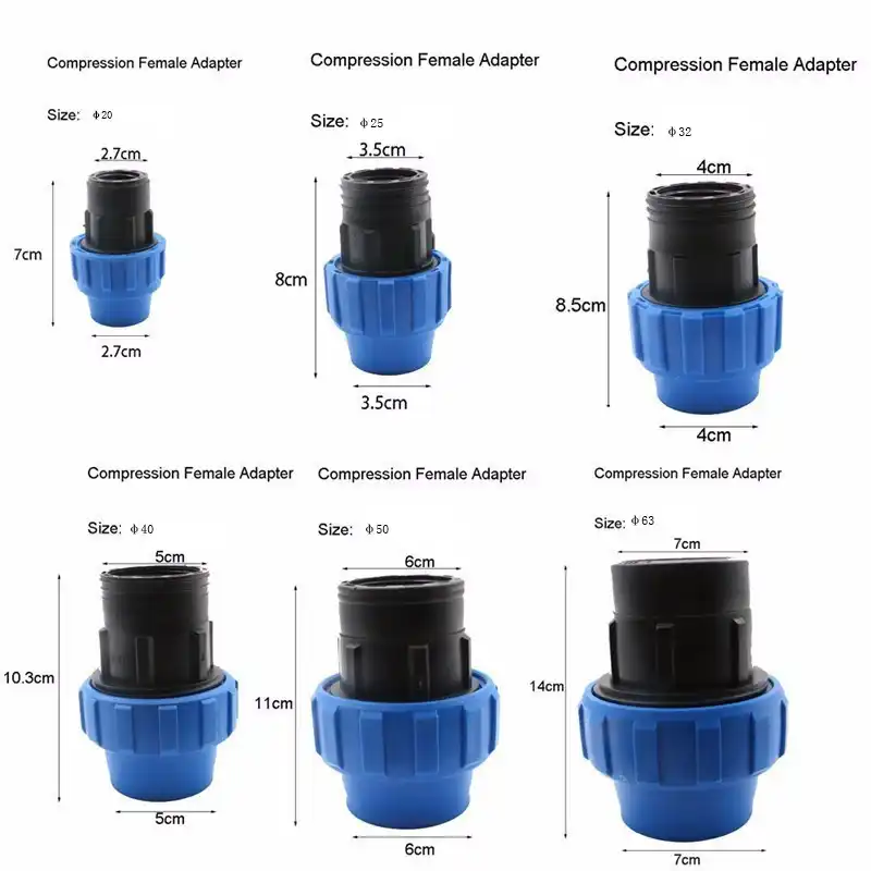 1pc HDPE Compression Female Adapter Plastic PP Coupler Coupling Irrigation Pipe Quick Connector ...