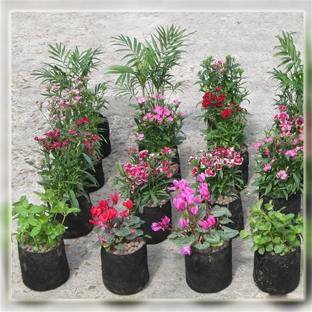 6 размеров, черный утолщенный горшок из ткани, мешочек для растений ...