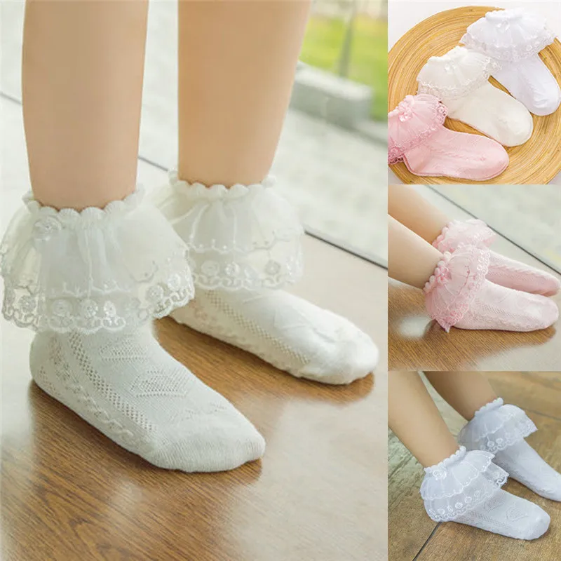 Calcetines con volantes de encaje para bebé y niña, medias de princesa ...