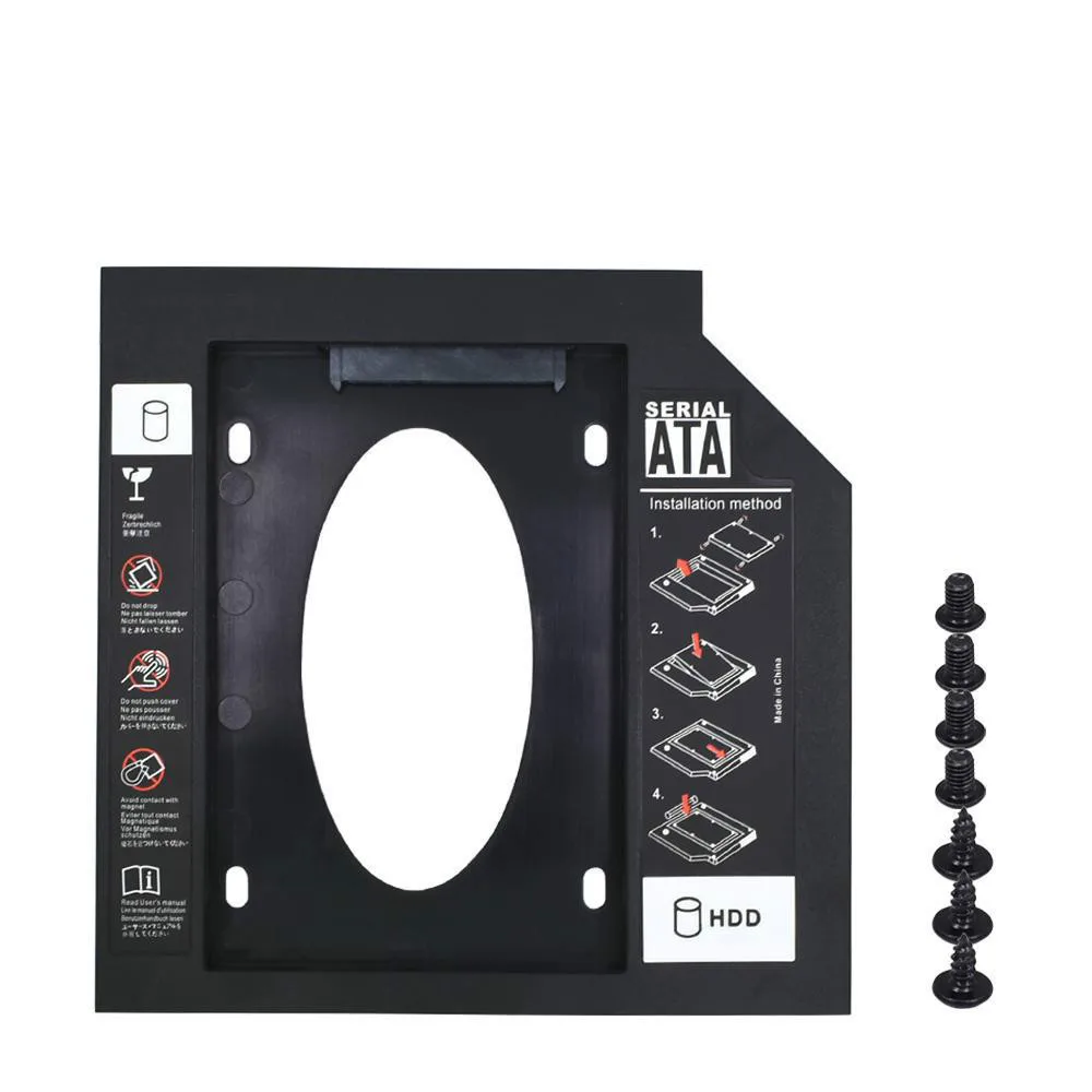 New Plastic 2nd Second HDD Caddy 12.7mm SATA 3.0 Optibay 2.5'' SSD DVD ...