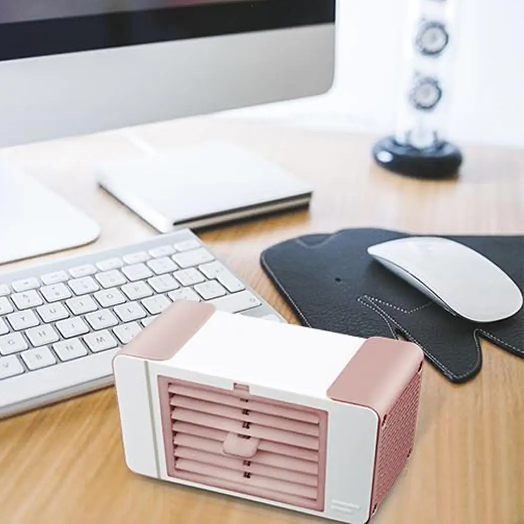 Mini Desktop USB Fan Air Conditioning Cooler Bladeless Cold Water ...