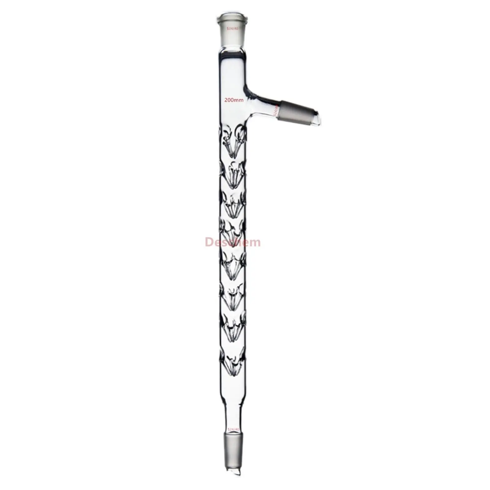 200mm,24/40,Glass Vigreux Distilling Column,W/Side Arm,Lab Chemistry ...
