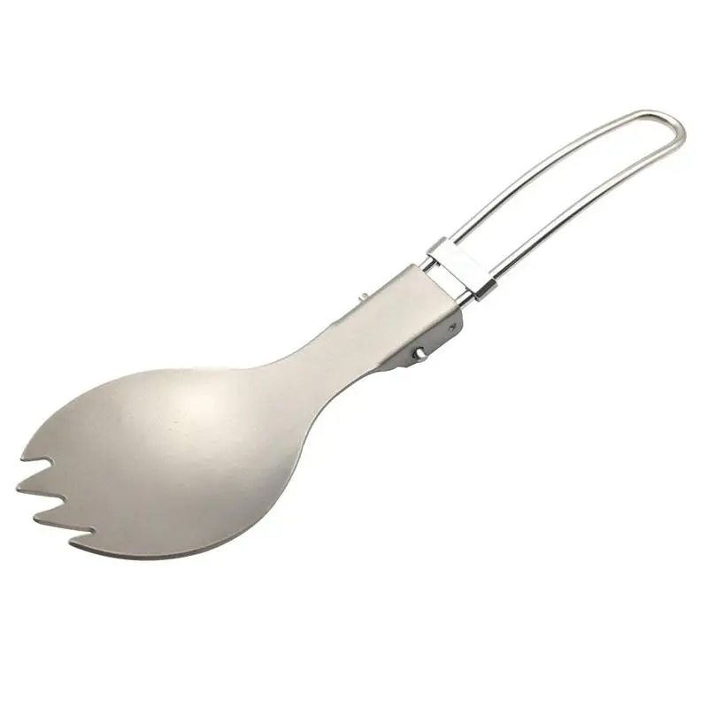 Titanium Spork Folding Spoon Outdoor Camping Titanium Spoon Flatware ...