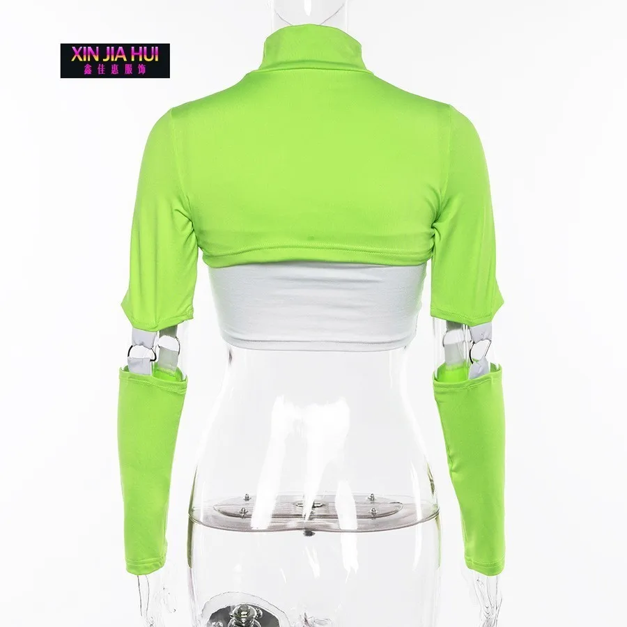 Fluorescent Green Short Top Bar Show Sexy Exaggerated Perspective ...