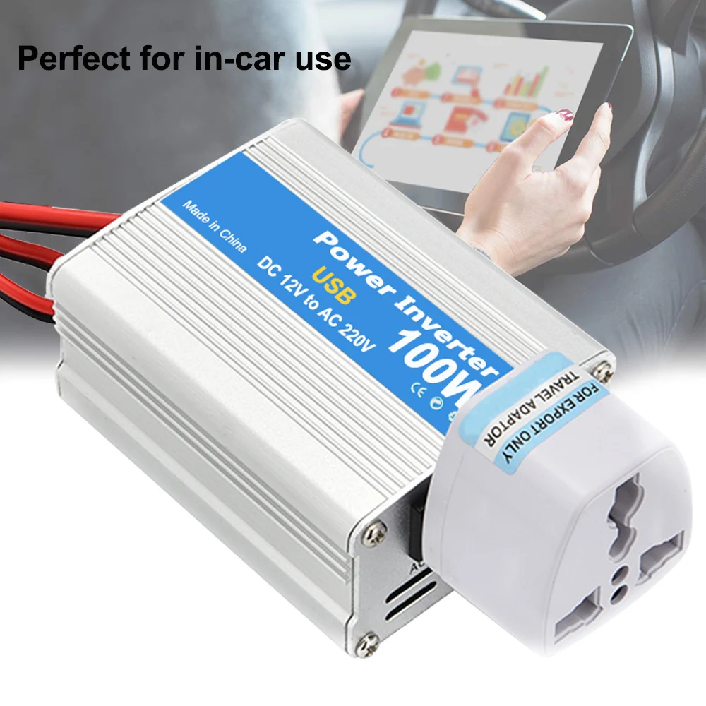 Portable Car Power Inverter 100w Dc 12v To Ac 220v Charger Converter ...