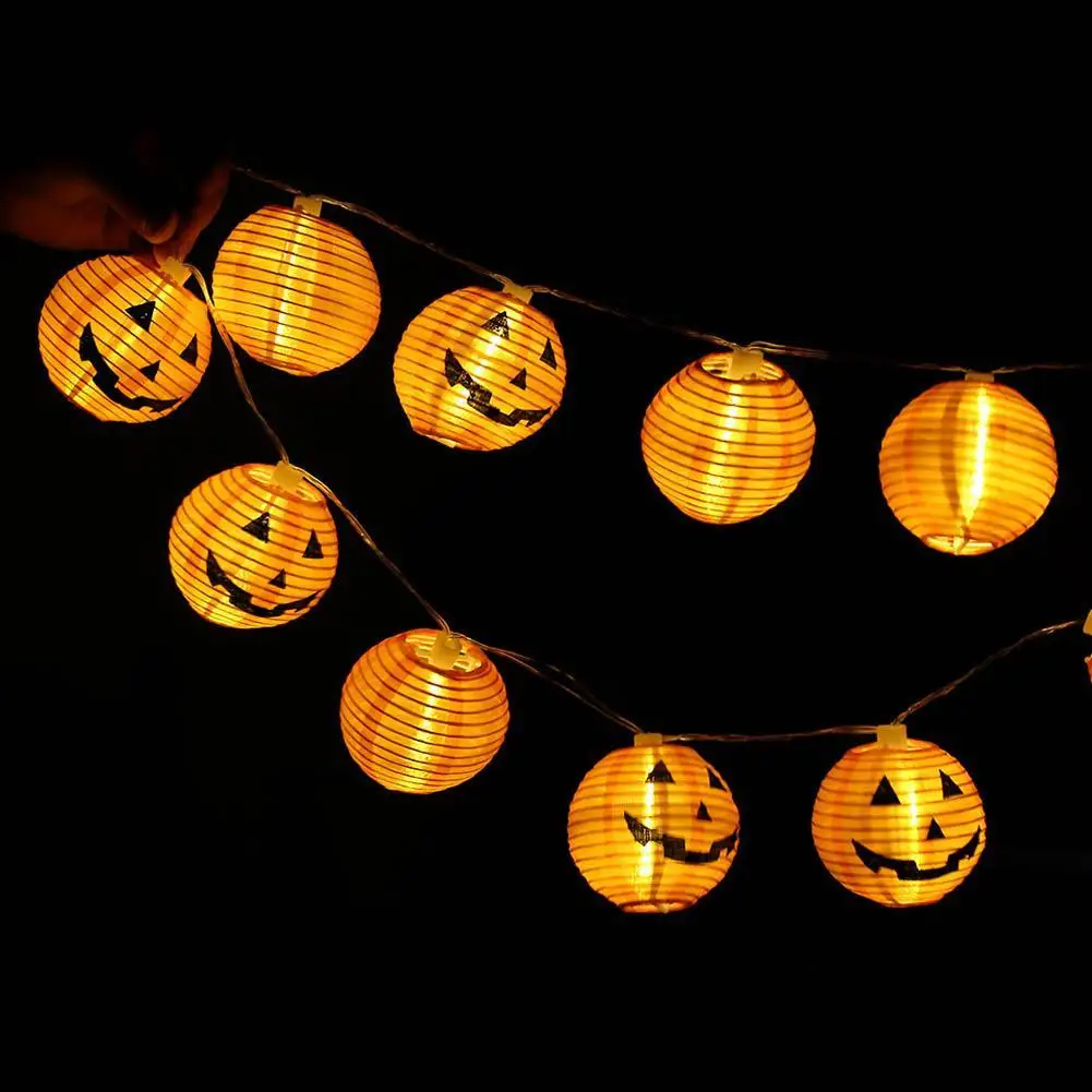 10pcs DIY LED Lantern Pumpkin Light Halloween Warm White Pumpkin String ...