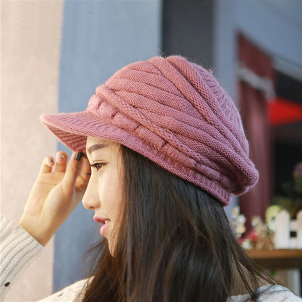 Fashion Winter Ladies Berets Rabbit Fur Cap Elegant Women Knitted ...