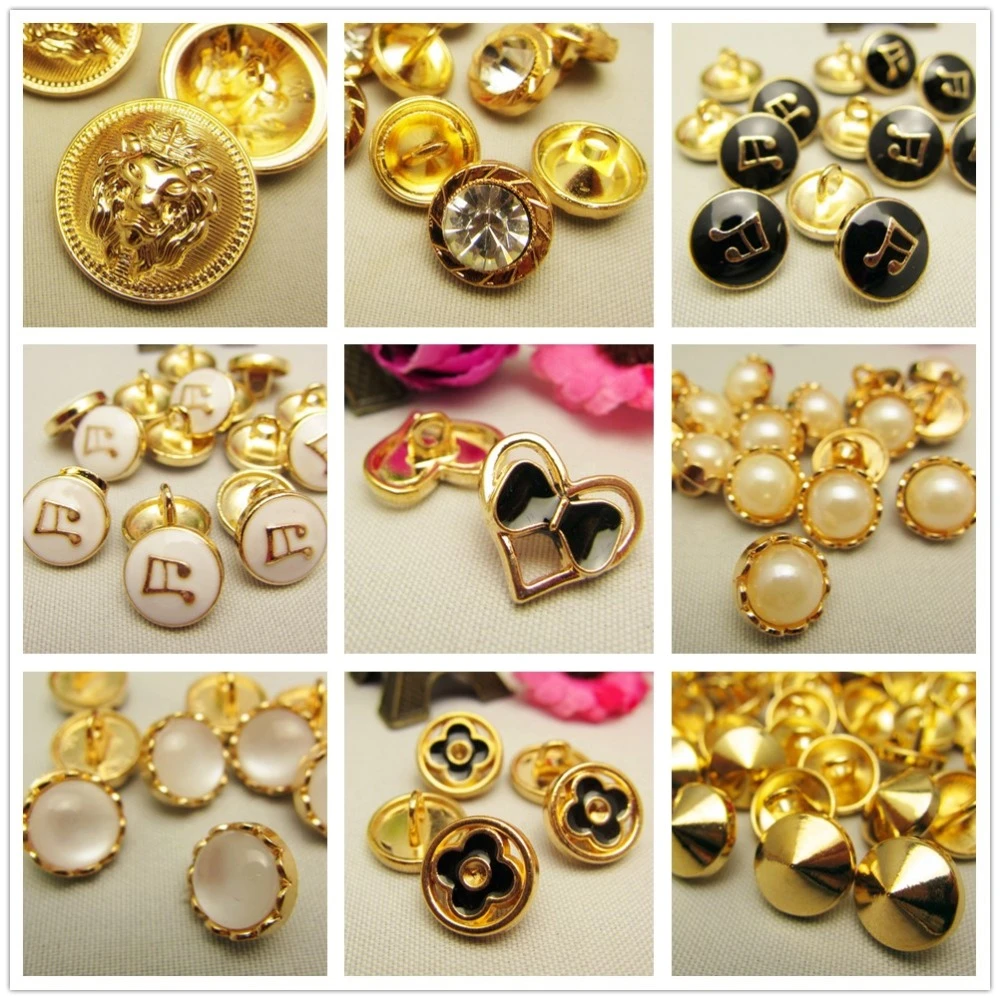 10 pcs,10mm gold metal button in Gold color,World famous classic brand ...
