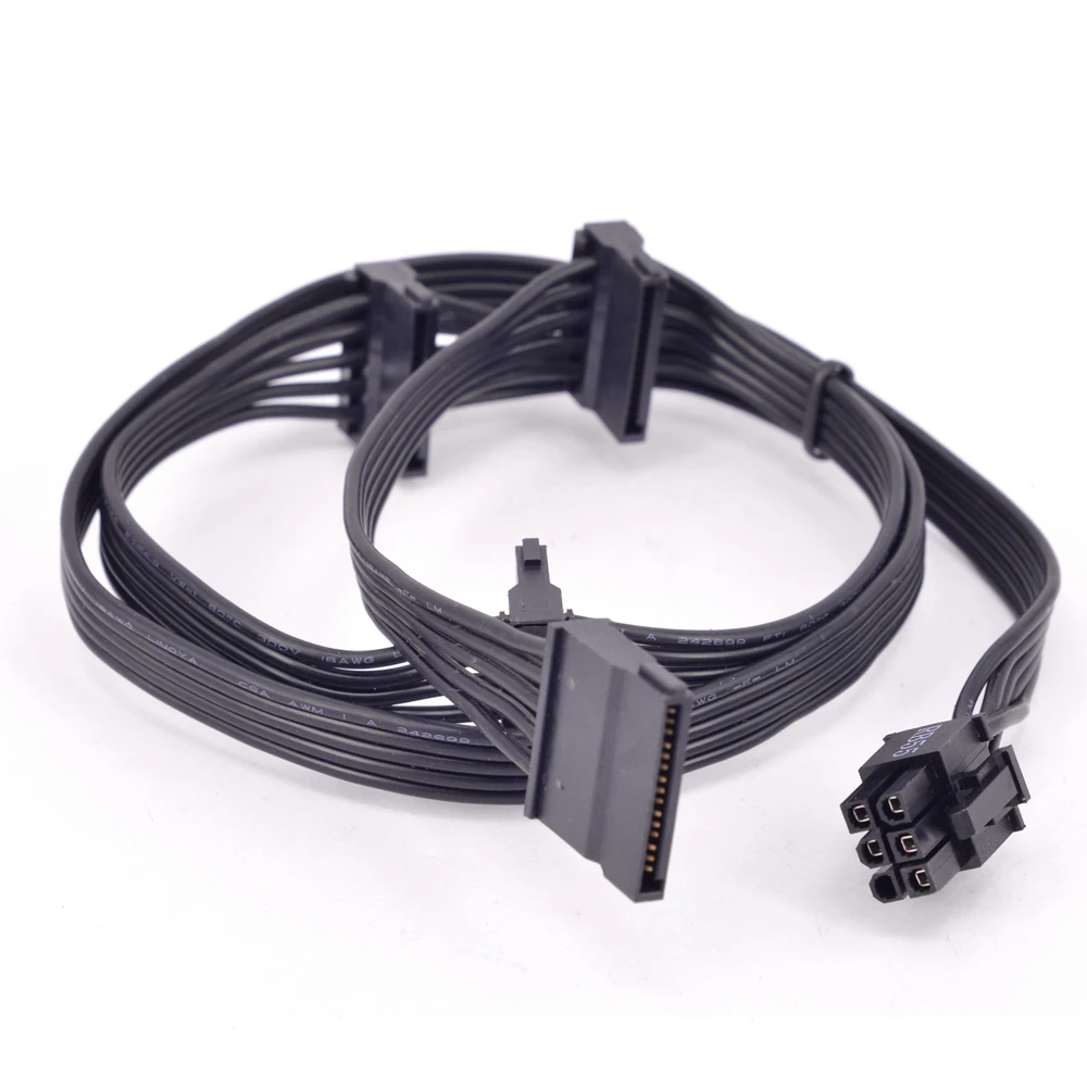 6 Pin 1 to 2 3 4 SATA 15Pin Power Supply Cable Port for Seasonic FOCUS ...