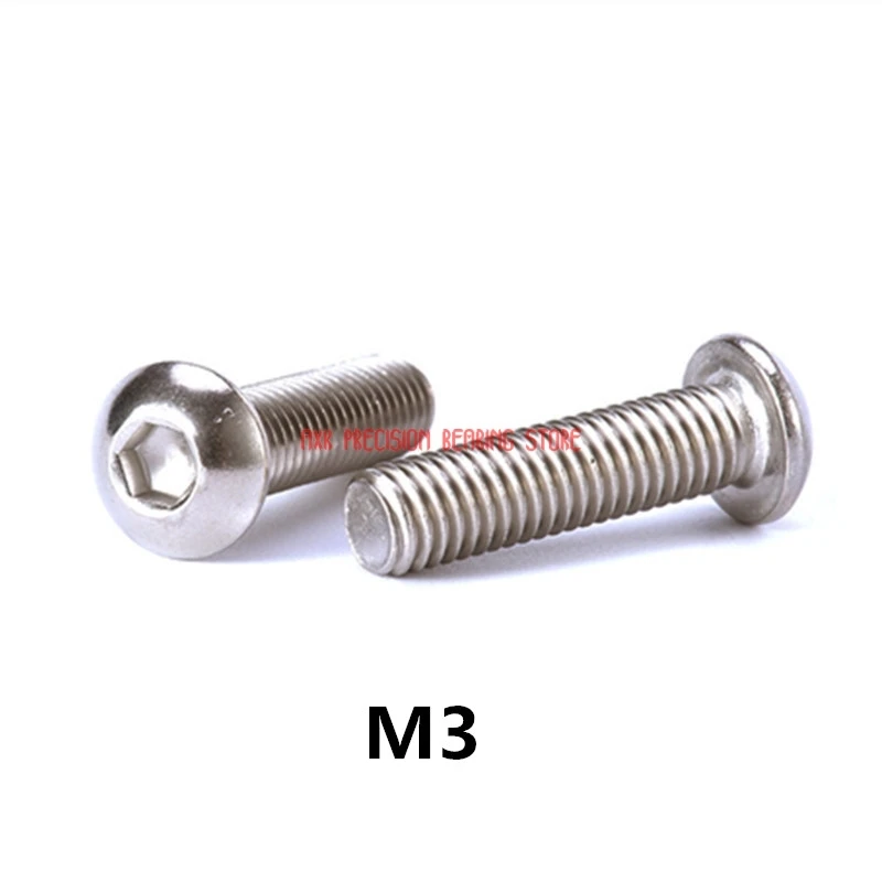 100pcs M3 Bolt A2-70 Button Head Socket Screw Sus304 Stainless Steel M3 ...
